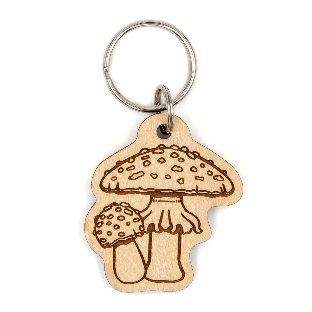 Fly Agaric Mushroom Wood Keychain – Steamer Lane Design