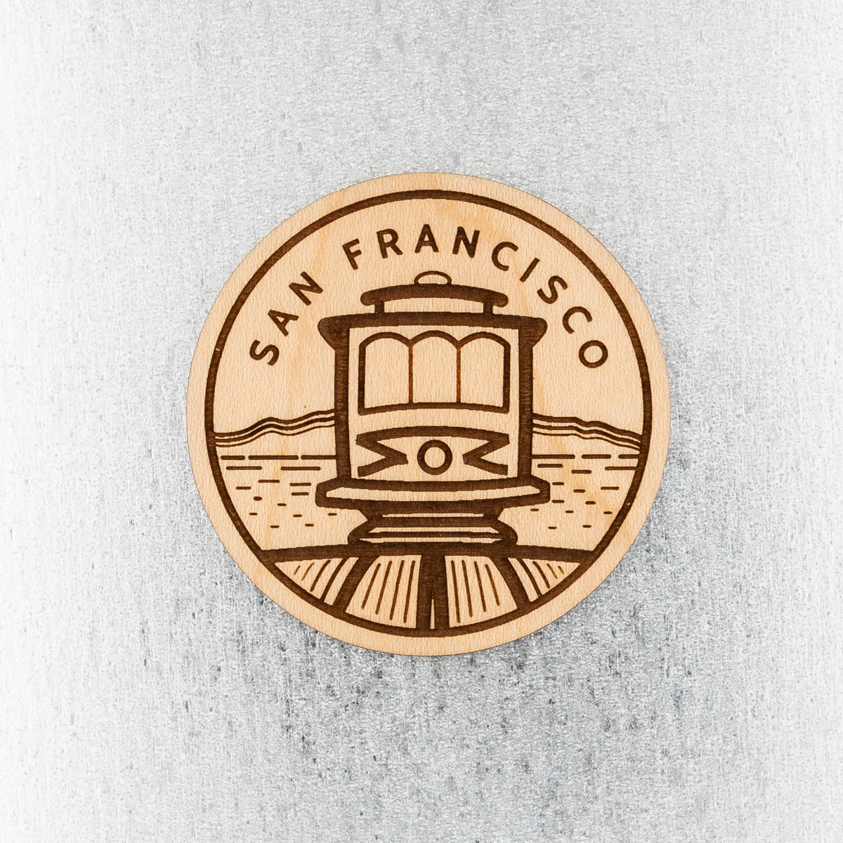 San Francisco Trolley Wood Magnet – Steamer Lane Design