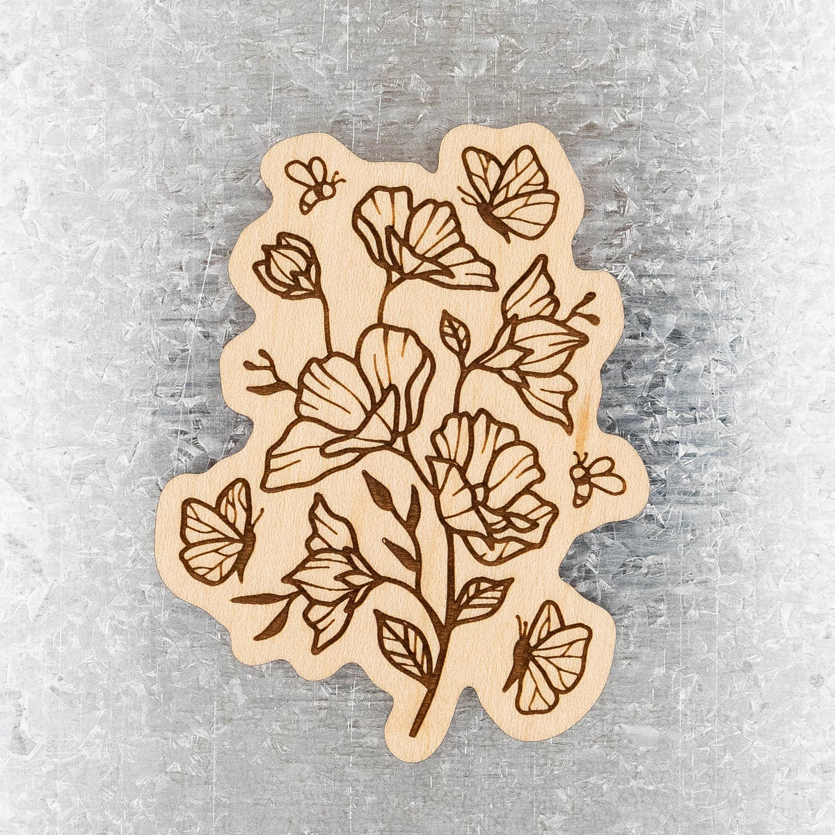 Pollinators Wood Magnet – Steamer Lane Design