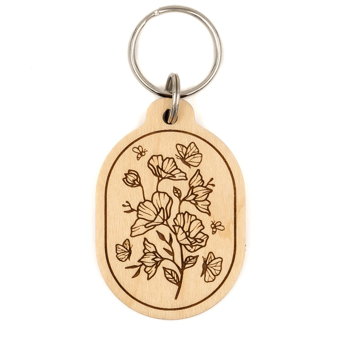 Pollinators Wood Keychain – Steamer Lane Design
